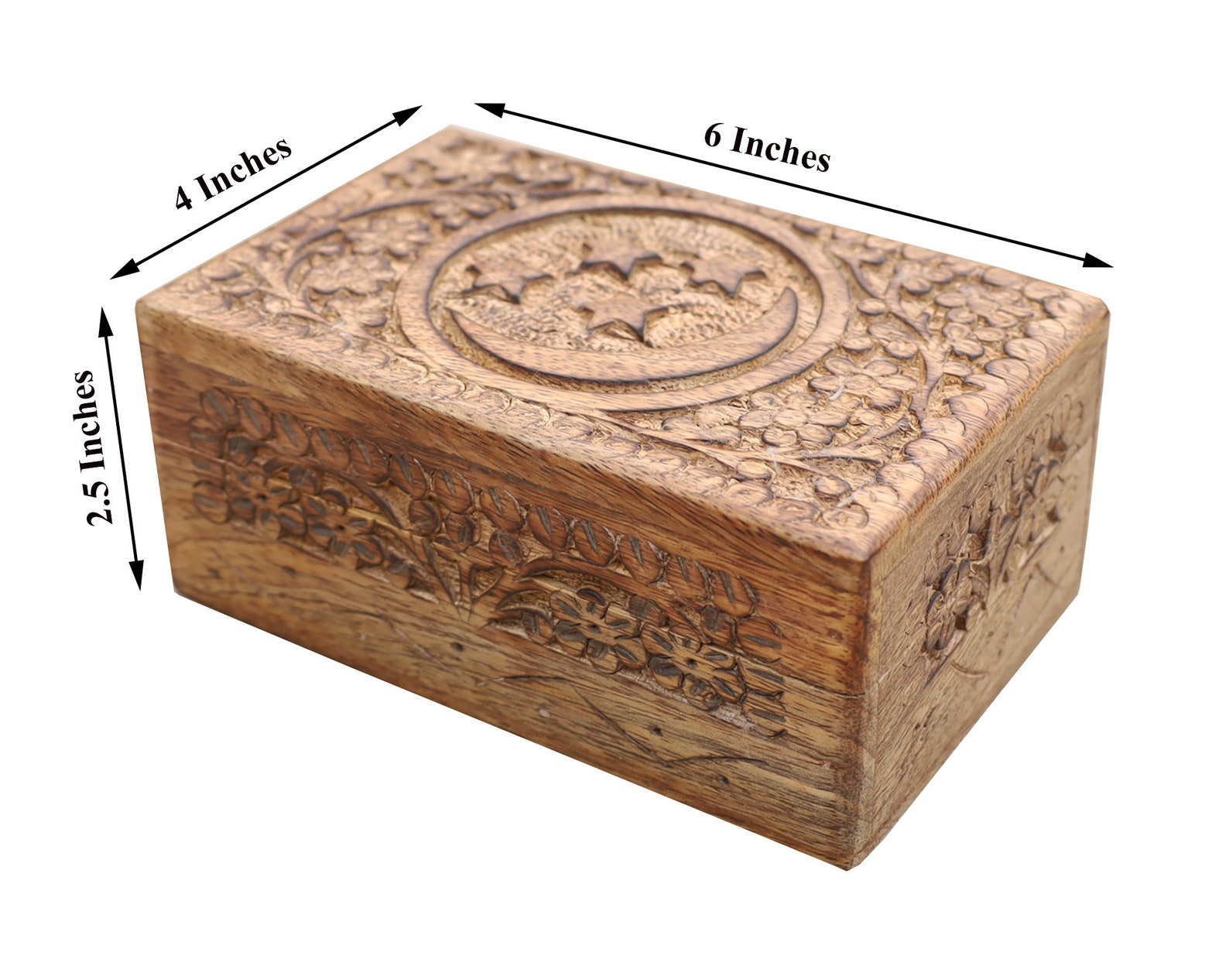 Hand Carved Celestials Star Moon Wooden Box Keepsake Jewelry - Etsy