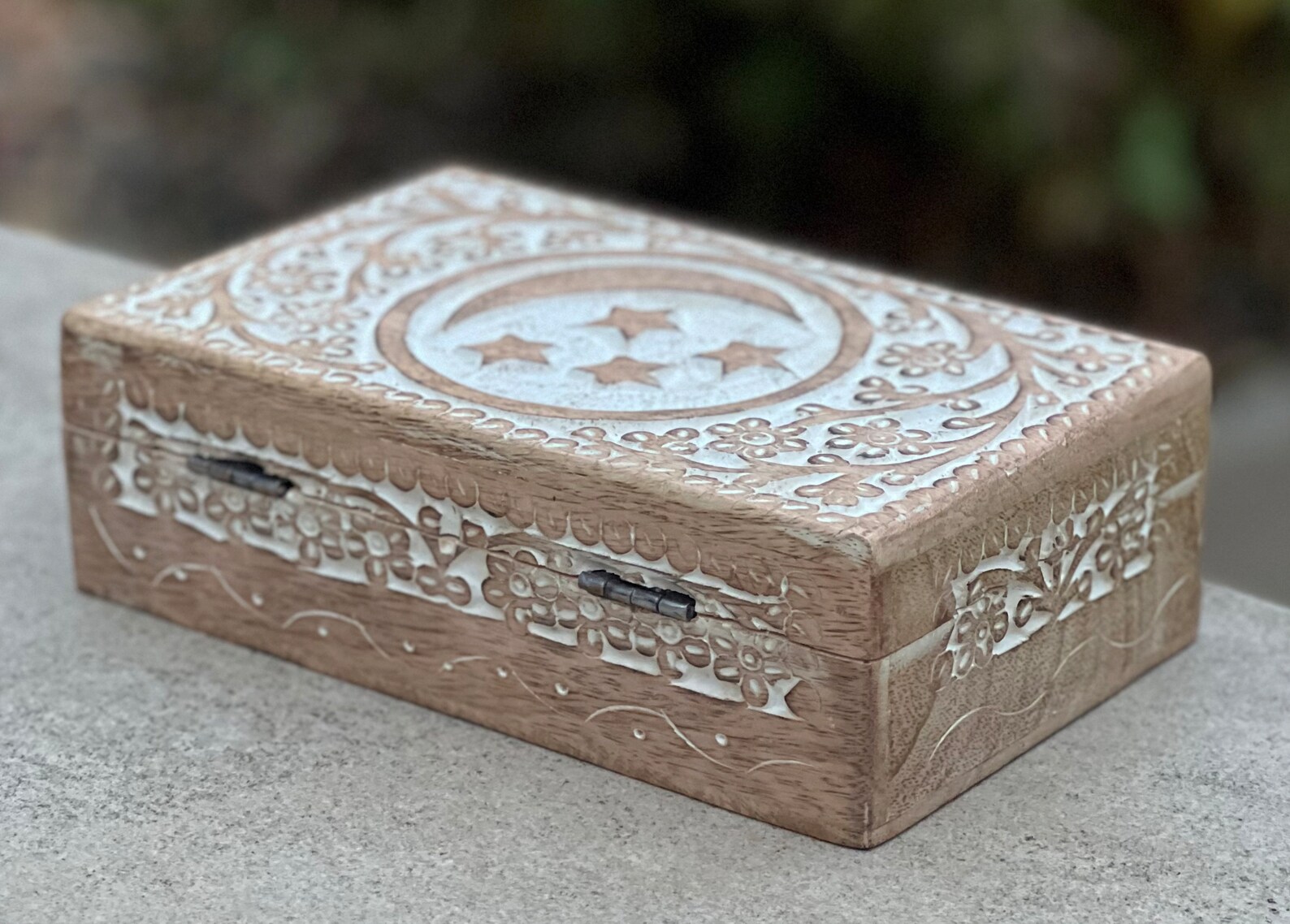 Hand Carved Celestials Star Moon Wooden Box Keepsake Jewelry - Etsy