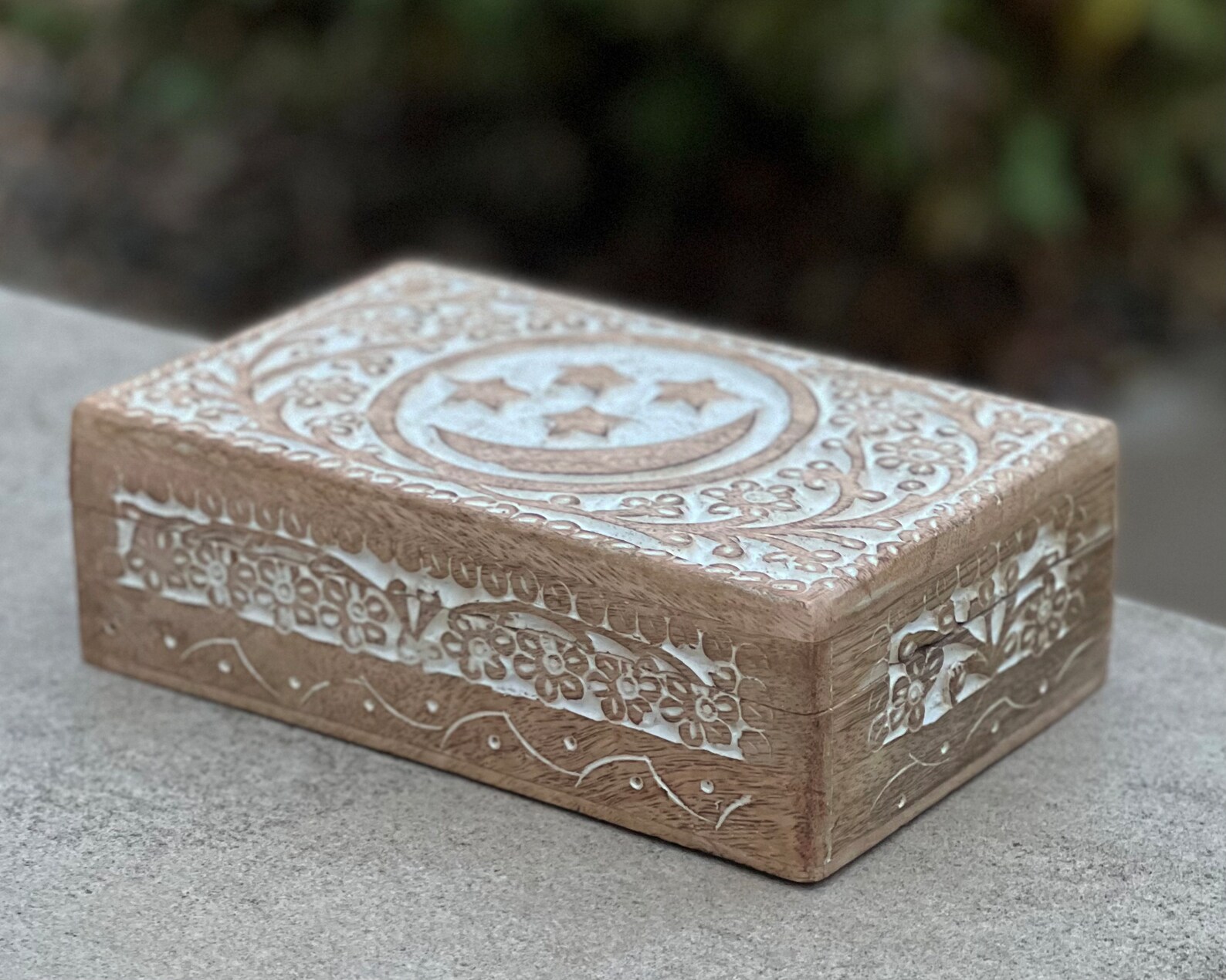 Hand Carved Celestials Star Moon Wooden Box Keepsake Jewelry - Etsy