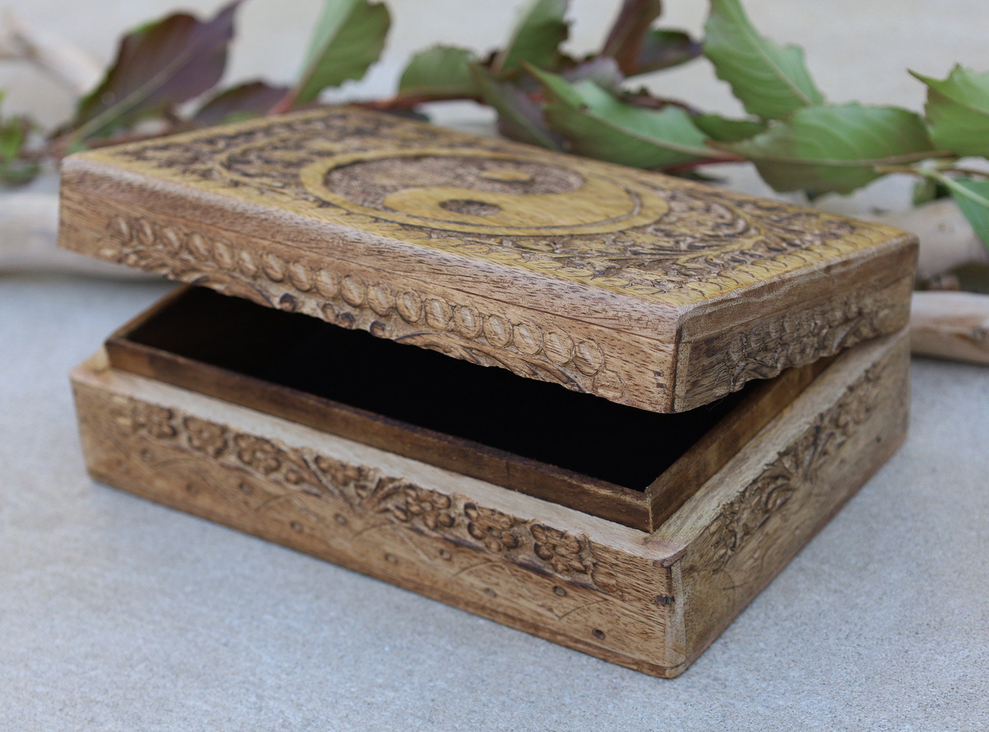 Hand Carved Yin Yang Wooden Box Keepsake Jewelry Storage - Etsy