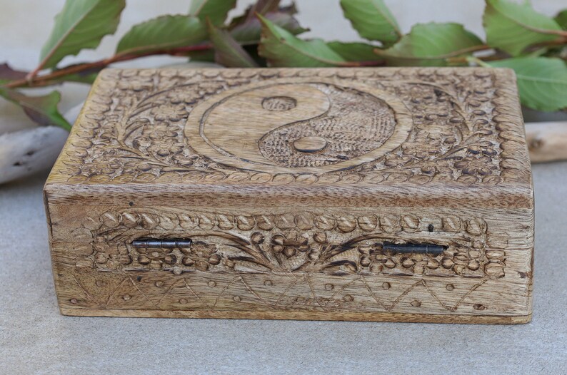 Hand Carved Yin Yang Wooden Box Keepsake Jewelry Storage - Etsy
