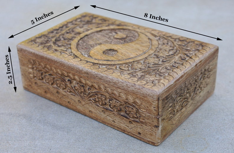Hand Carved Yin Yang Wooden Box Keepsake Jewelry Storage - Etsy