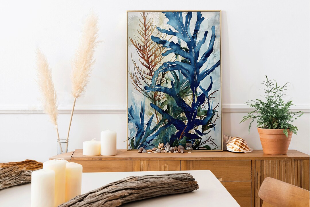 Oceanic Watercolor Poster Marine Life Wall Art Abstract Sea Flora ...