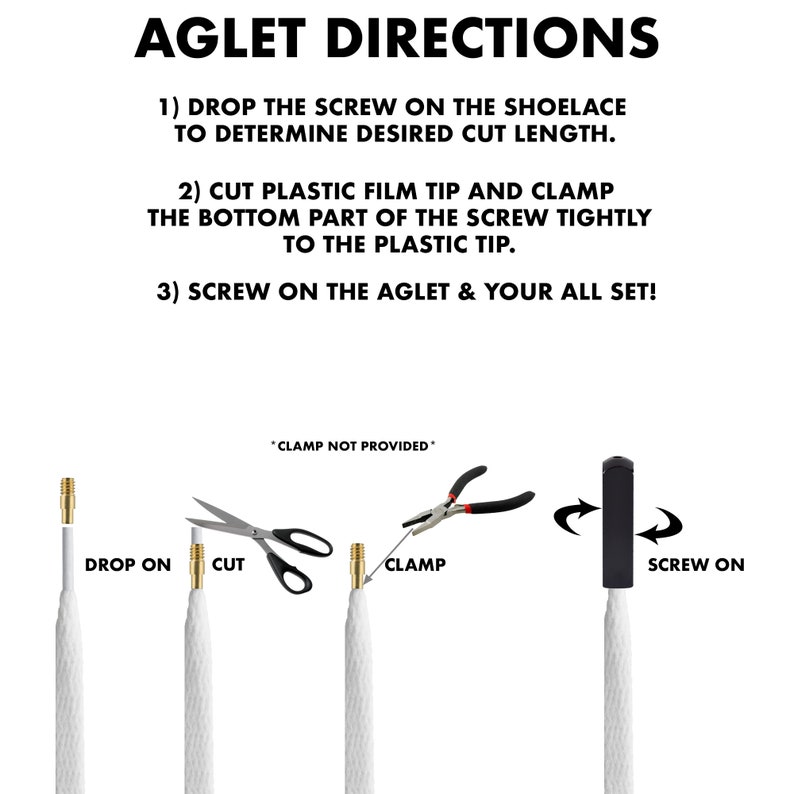 Clamp on Metal Aglets Screw on Aglet Premium Lace Tips for Shoelaces Drawstrings Hoodies Shorts ...