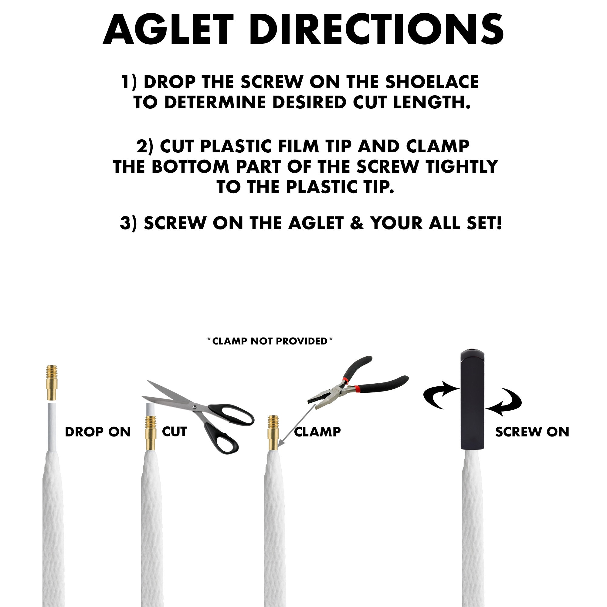 Clamp on Metal Aglets Screw on Aglet Premium Lace Tips for Shoelaces ...