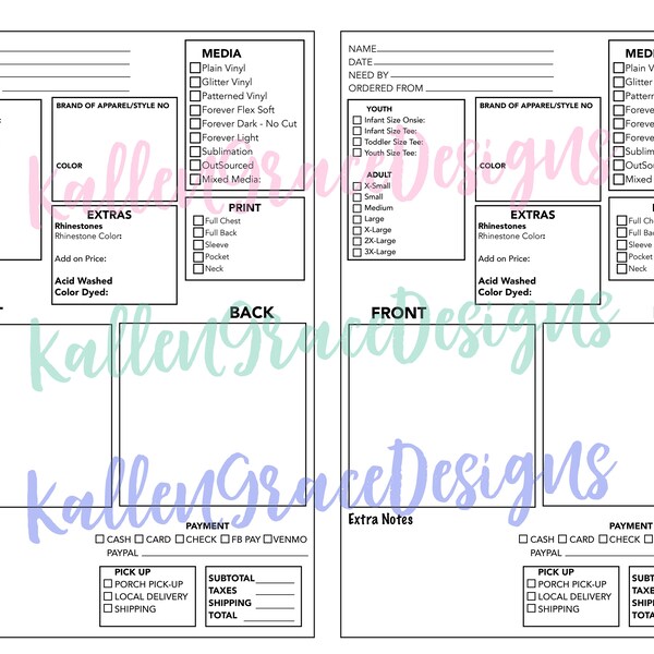 Apparel Order Form - Etsy