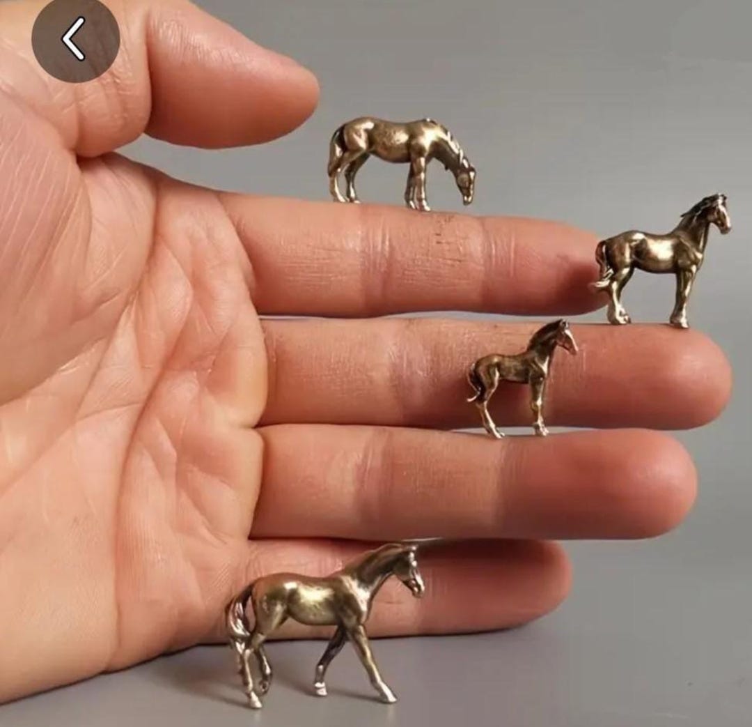 Mini Brass Horse Lover Figurines, Lucky Horse Energy, Equestrian Decor ...