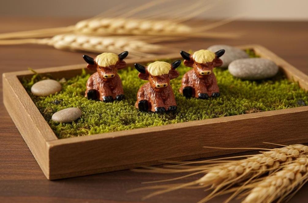 Mini Highland Cows, Resin Tiny Cows, Dollhouse Dioramas Terrarium Fairy ...