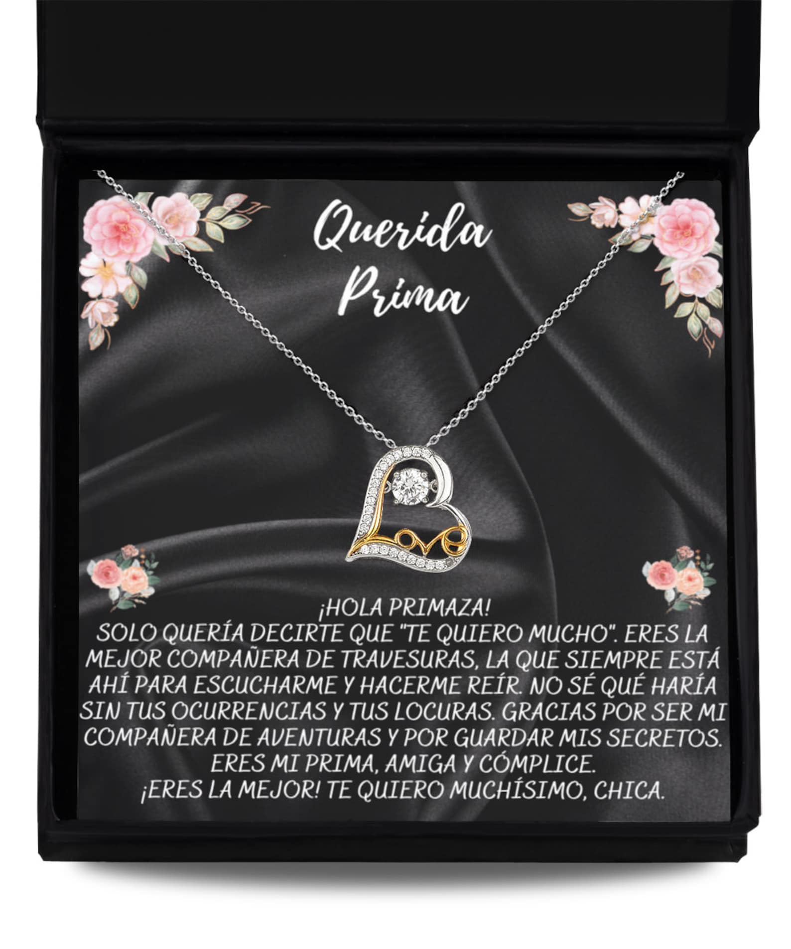 Collar Con Corazón Para Mi Prima Mensaje En Español Gift for Prima San ...