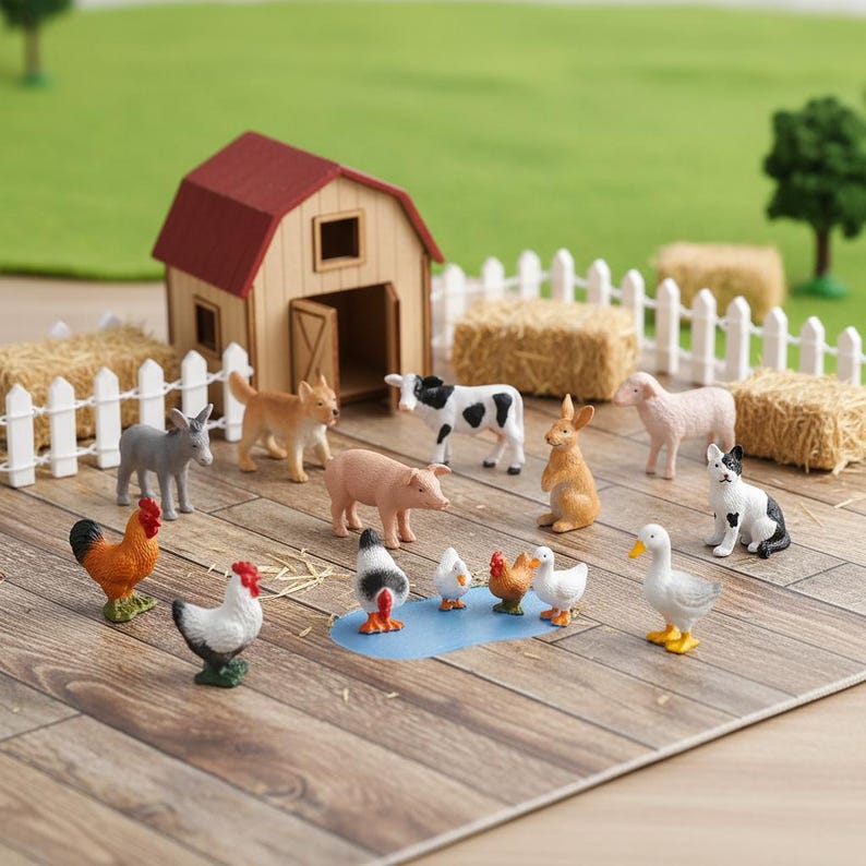 Mini Farm Animal Figures, PVC Diorama Set (12 Piece) - Etsy