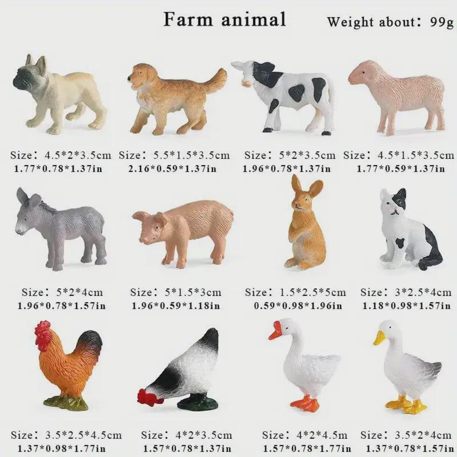 Mini Farm Animal Figures, PVC Diorama Set (12 Piece) - Etsy