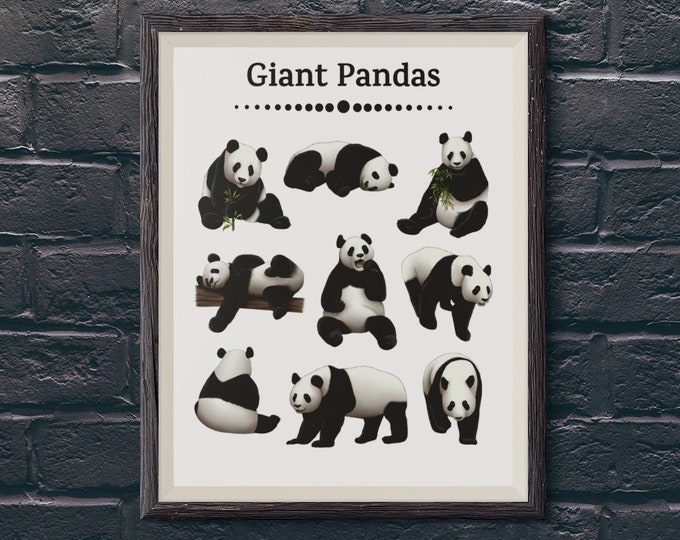 Giant Panda Art Print, Red and Gold Wall Art Decoration Artwork - Etsy