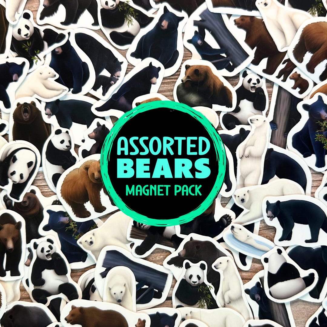 Assorted Bear Magnet Pack Brown Bear Decals Forest Animal Waterproof ...