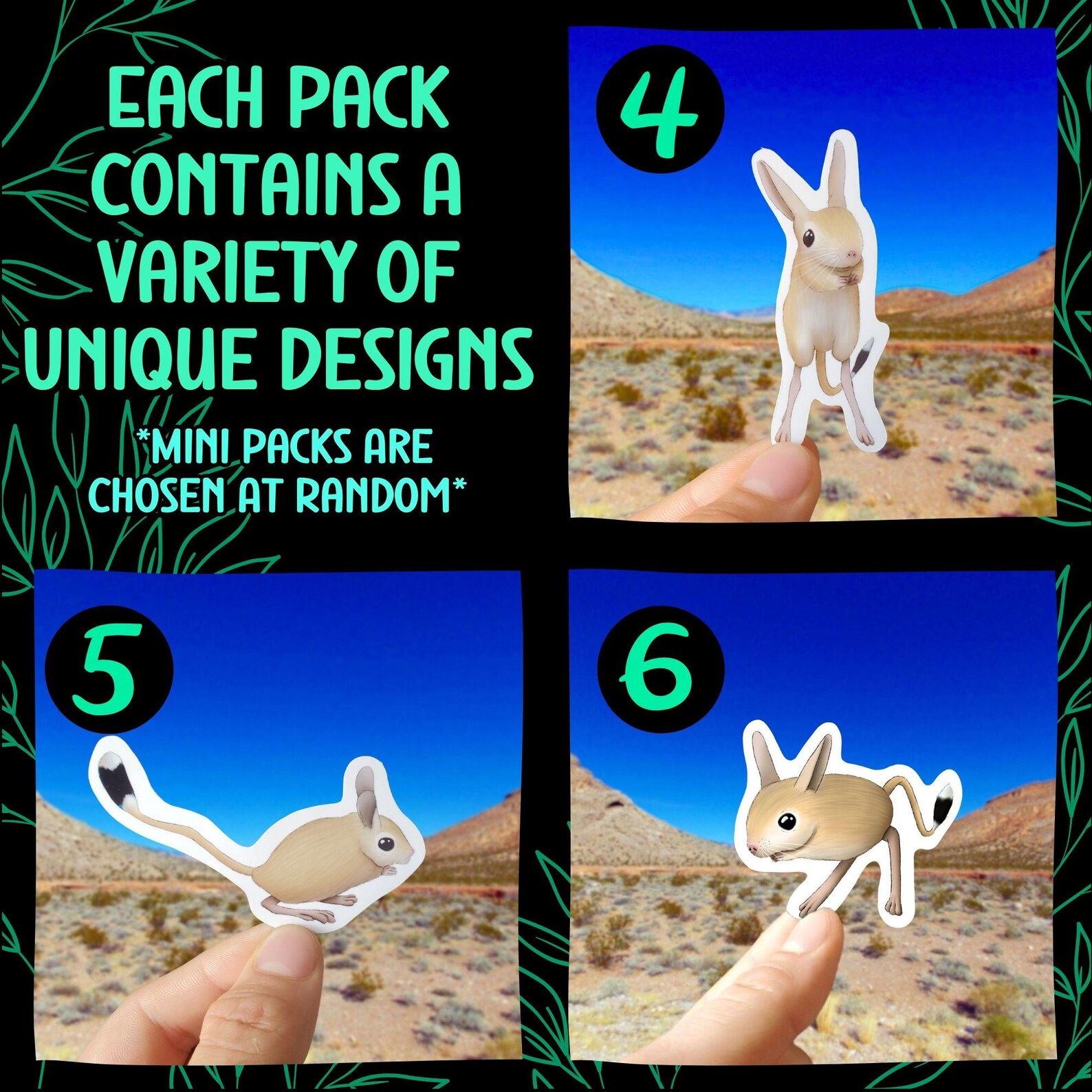 Jerboa Sticker Pack Desert Wildlife Decals Exotic Rodent Stickers Cute ...