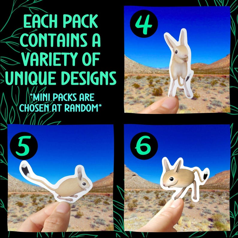 Jerboa Sticker Pack Desert Wildlife Decals Exotic Rodent Stickers Cute ...