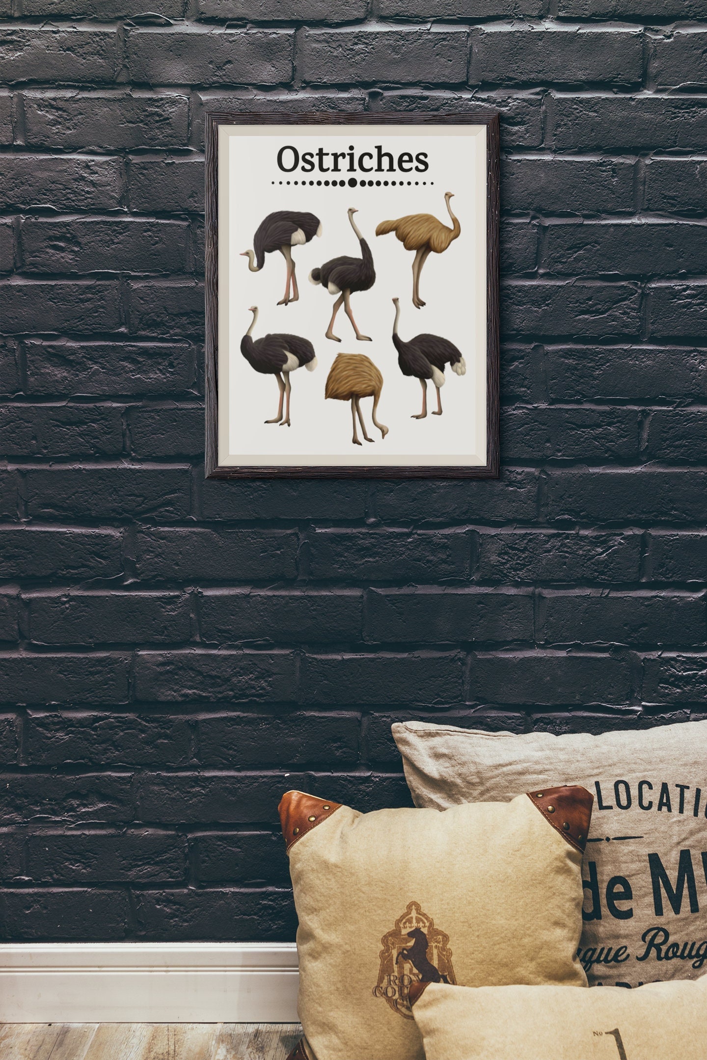 Ostrich Art Print Somali Bird Poster Wildlife Wall Decor Modern Ostrich ...