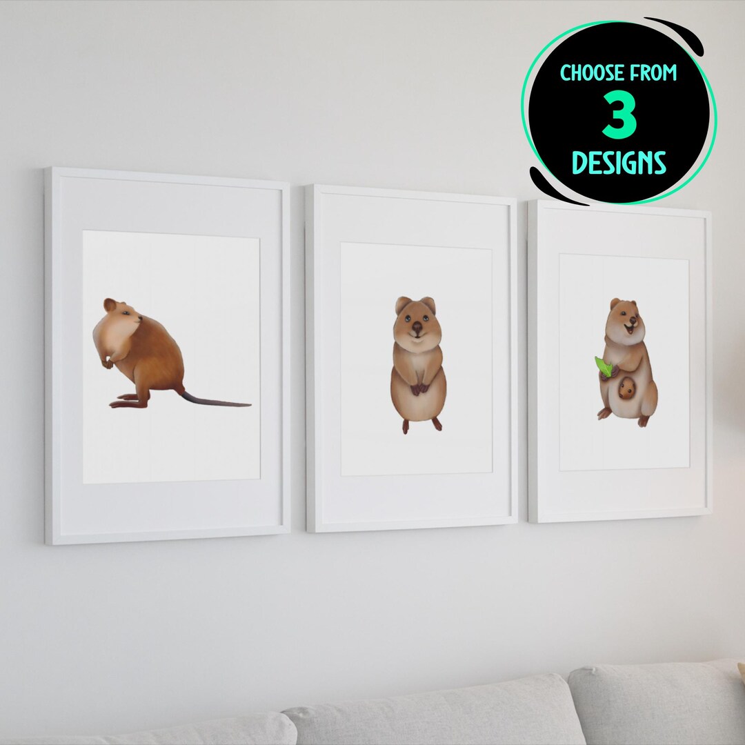 Quokka Art Prints Happy Animal Illustration Australian Wildlife Wall ...