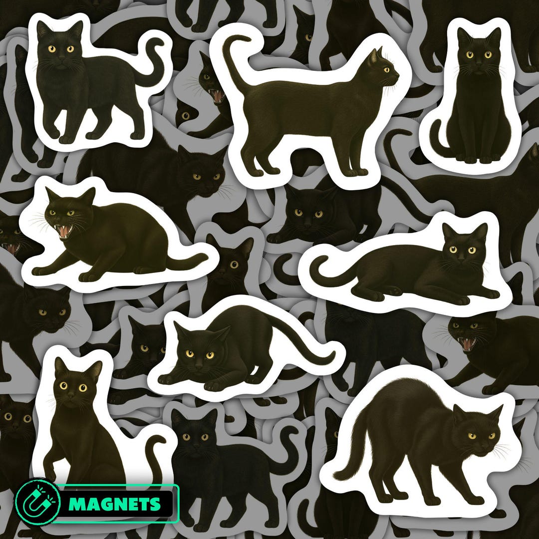 Bombay Cat Magnets Waterproof Vinyl Black Cat Decor Magnetic Gift for ...
