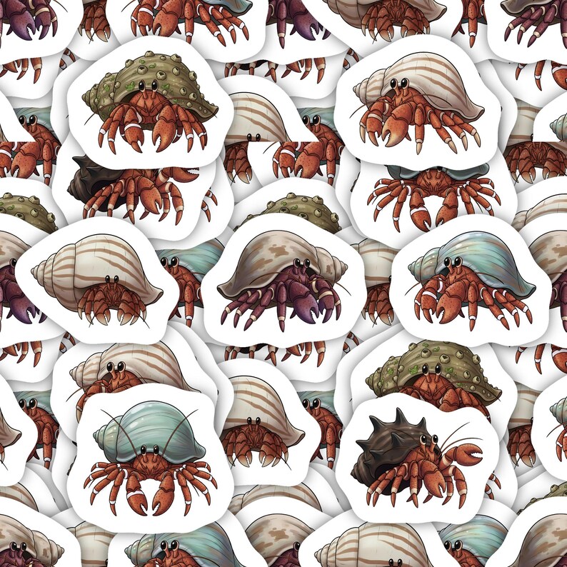 Hermit Crab Stickers Vinyl Decals Waterproof Ocean Animal Stationery ...