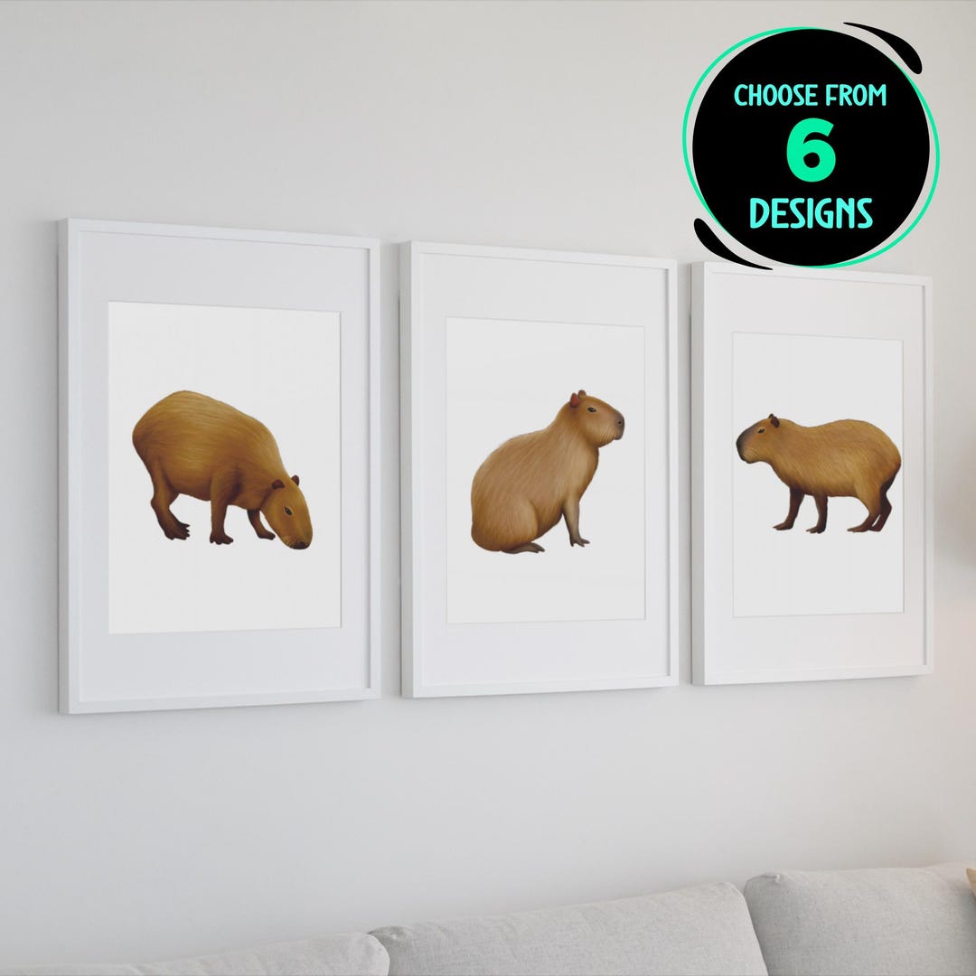 Capybara Art Prints Set of 5 Rodent Wall Art Decor Capybara Family ...