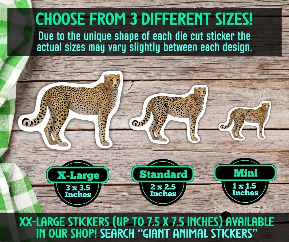 Cheetah Sticker Pack Waterproof Vinyl Decal Safari Wildlife Stationery ...