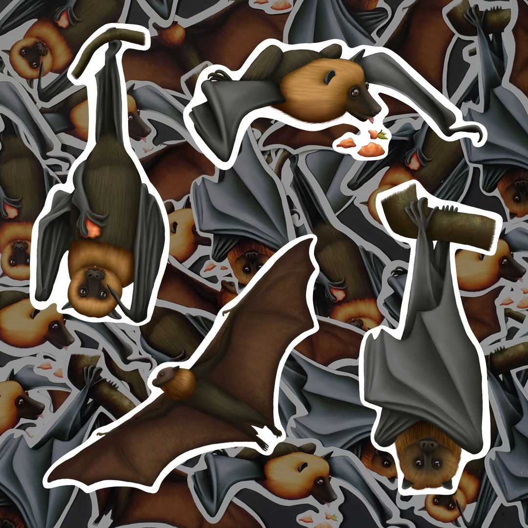 Fruit Bat Sticker Pack Spooky Wildlife Decals Waterproof Vinyl Fruitbat ...