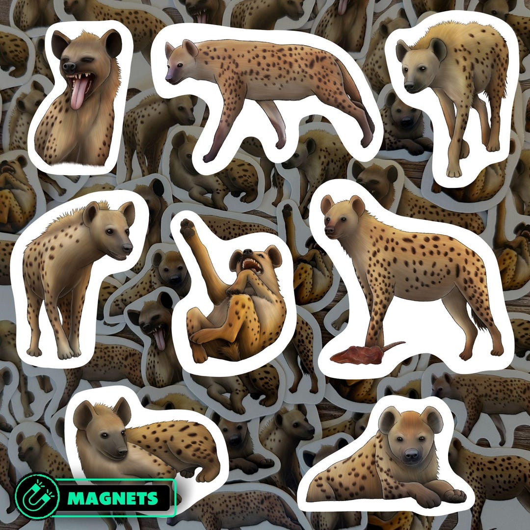 Hyena Magnet Pack Spotted Hyena Vinyl Decal Safari Animal Fridge Decor ...