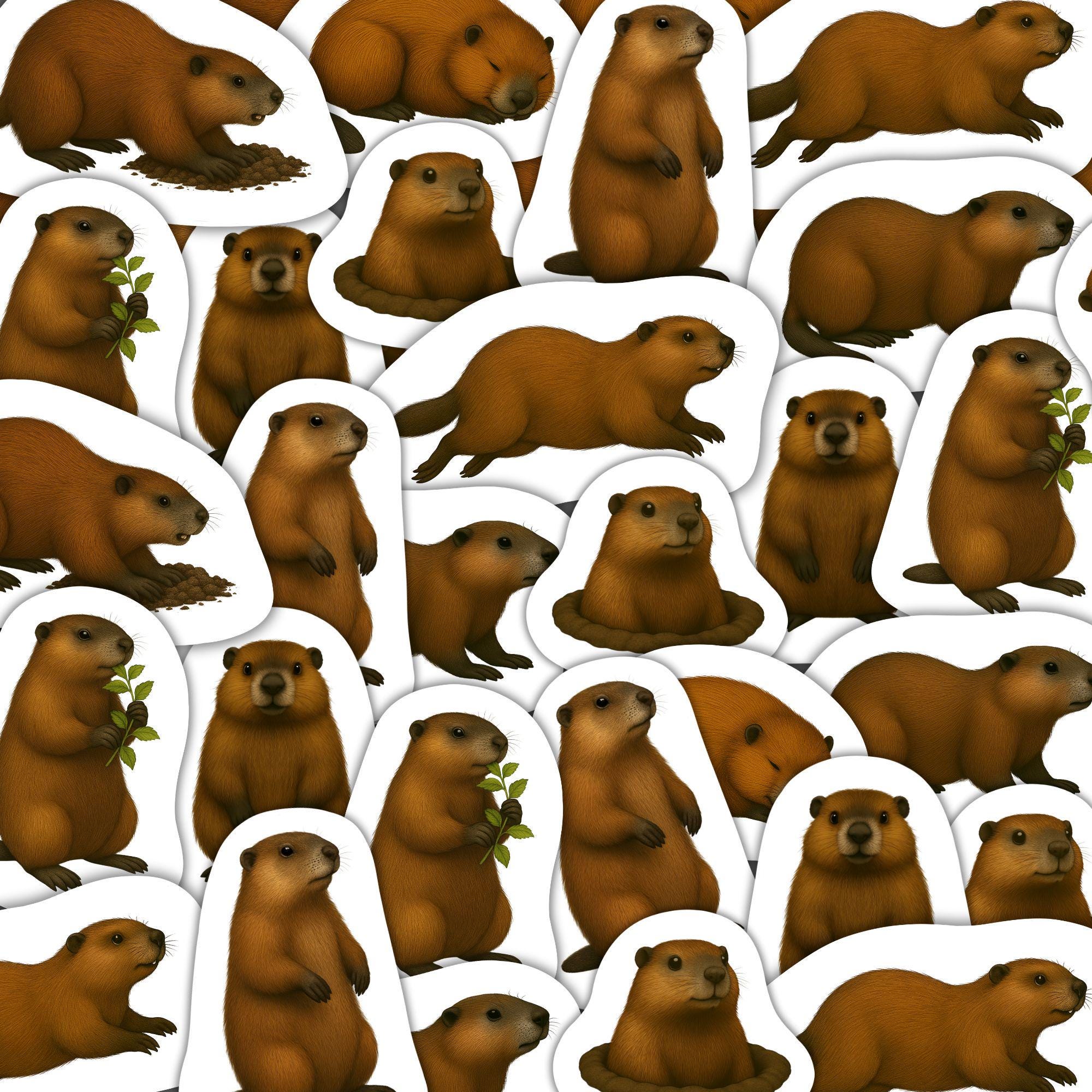 Groundhog Stickers Vinyl Decals Waterproof Wildlife Stationery Gift for ...
