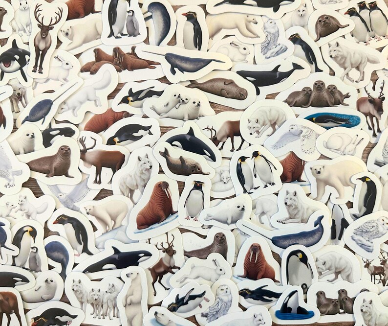 Arctic Animal Sticker Pack Polar Wildlife Stationery Waterproof ...