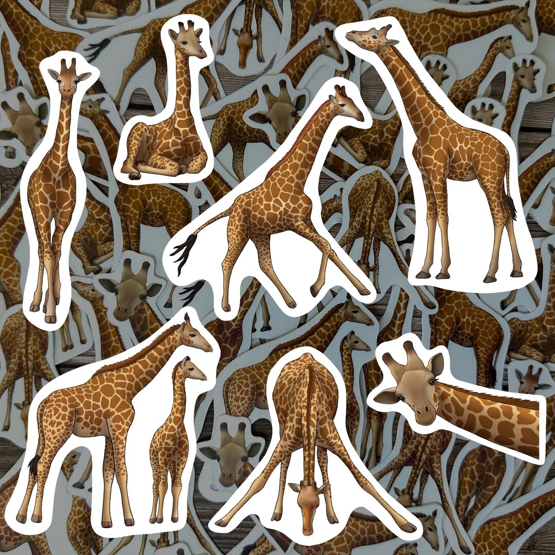 Giraffe Sticker Pack Safari Animals Vinyl Decals Wildlife Stationery ...