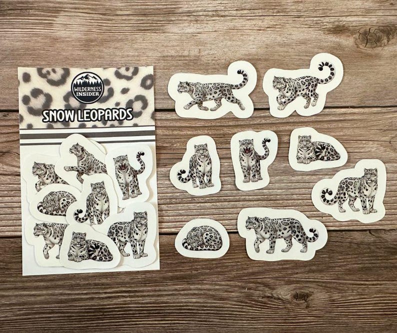 Snow Leopard Stickers Vinyl Decals Waterproof Wildlife Stationery Gift ...