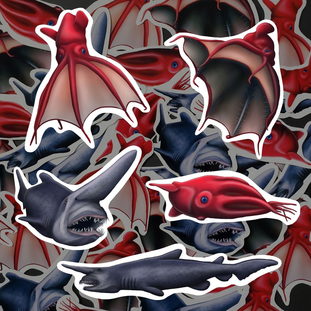Deep Sea Sticker Pack Ocean Creature Decals Waterproof Vinyl Vampire ...