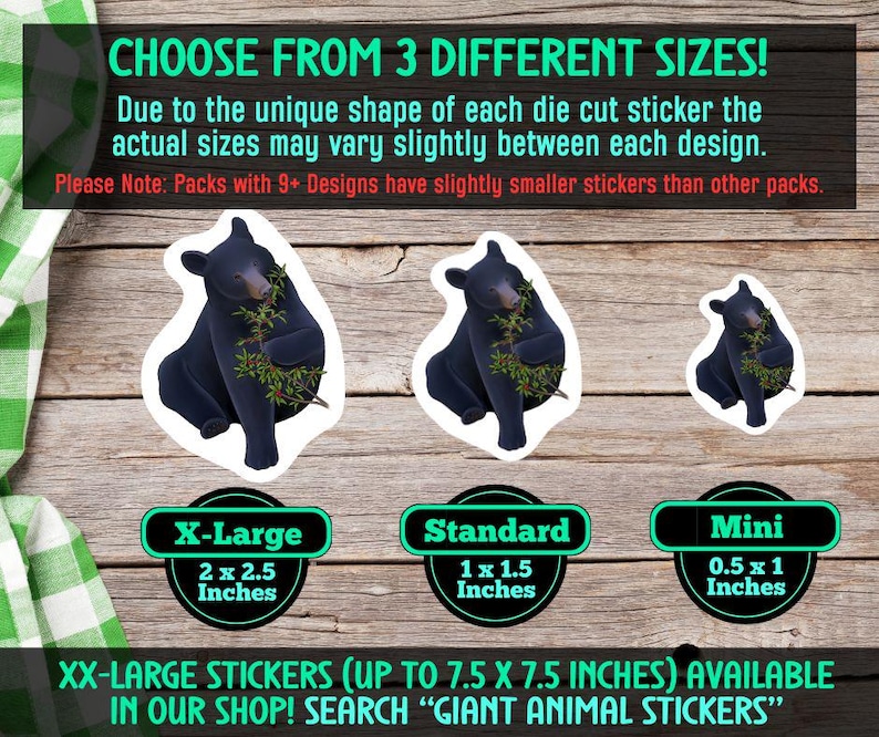 Black Bear Sticker Pack Forest Wildlife Vinyl Decal Woodland Animal ...
