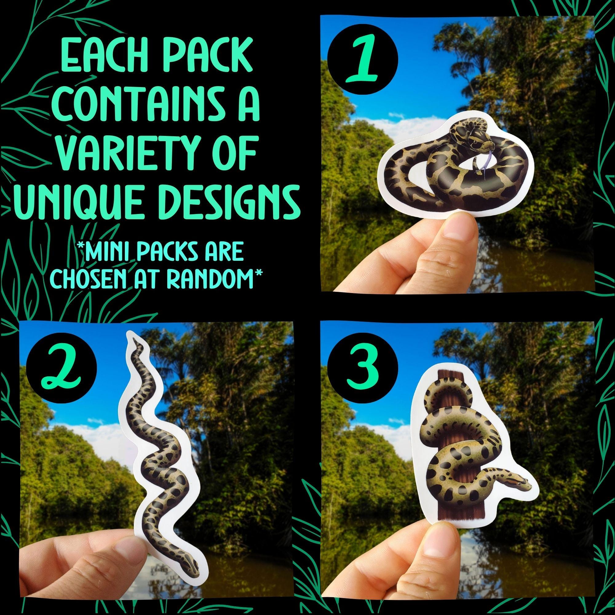 Anaconda Sticker Pack Rainforest Waterproof Vinyl Decal Jungle Wildlife ...