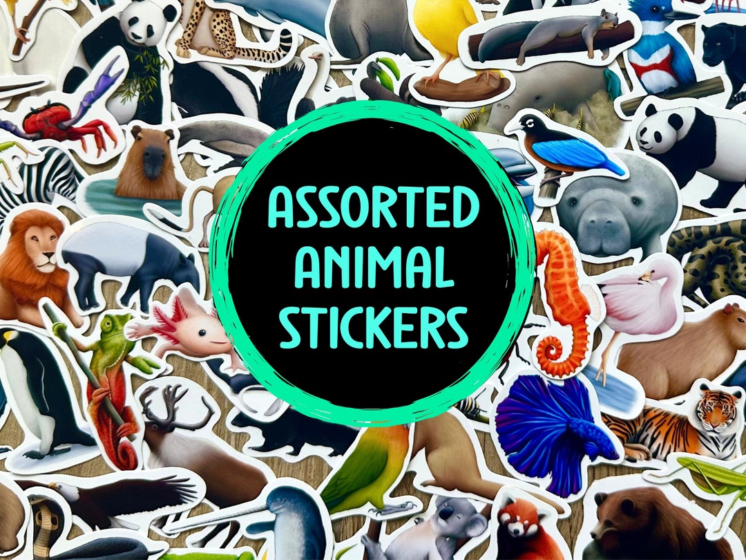 Animal Sticker Pack Assorted Waterproof Vinyl Decals Gift for Nature ...