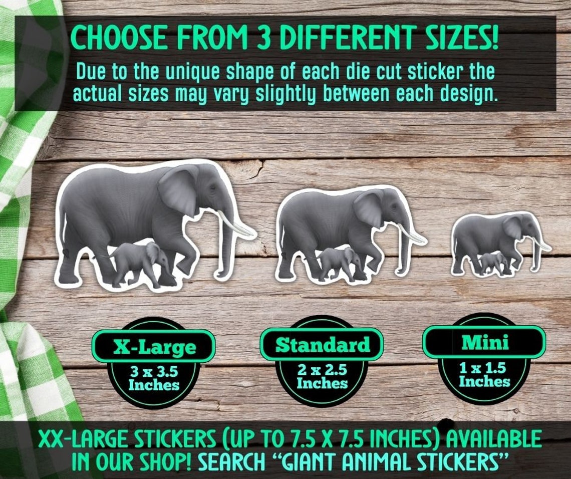 Elephant Sticker Pack Asian Elephant Decals Wildlife Vinyl Waterproof ...