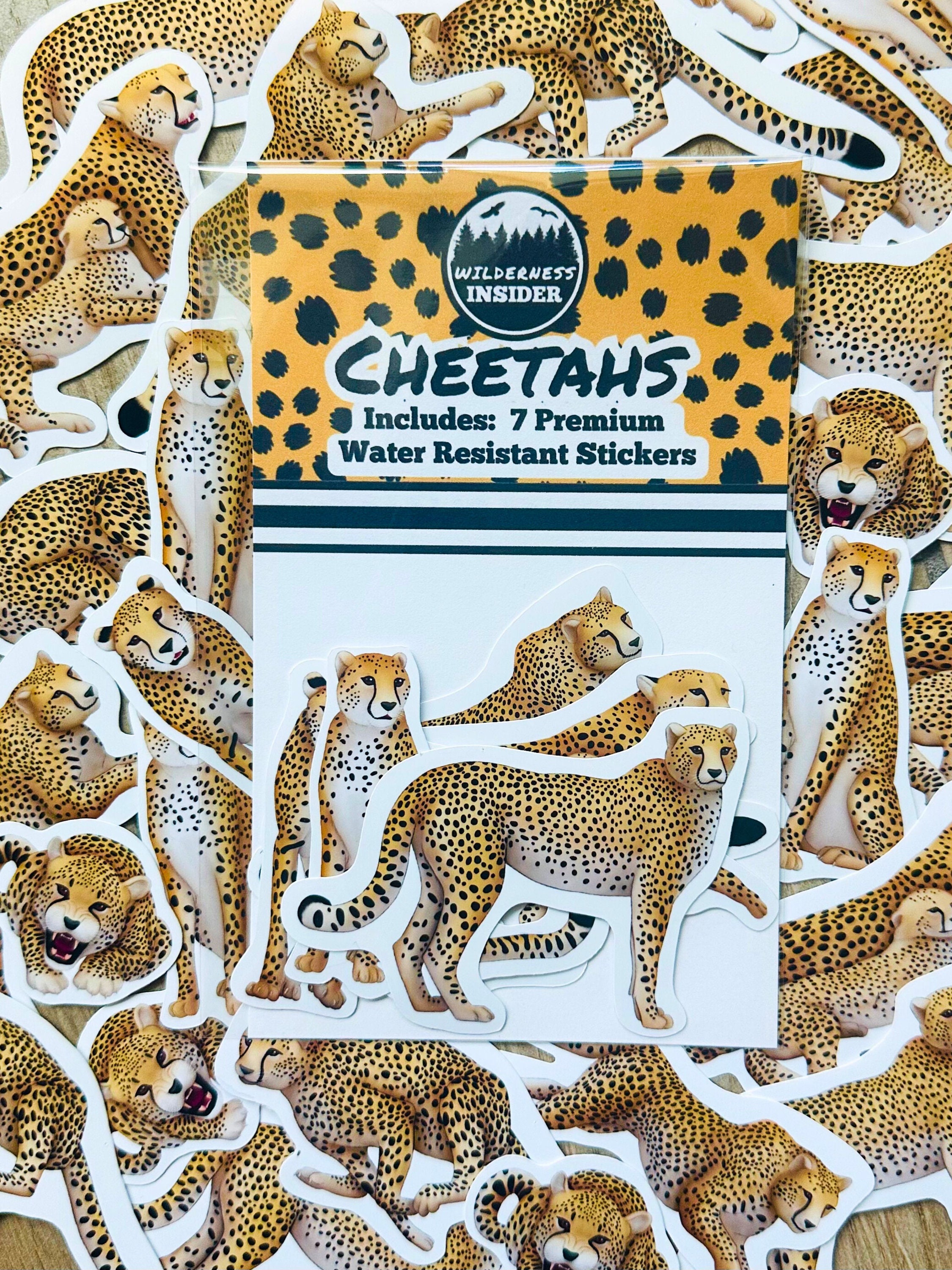Cheetah Sticker Pack Waterproof Vinyl Decal Safari Wildlife Stationery ...