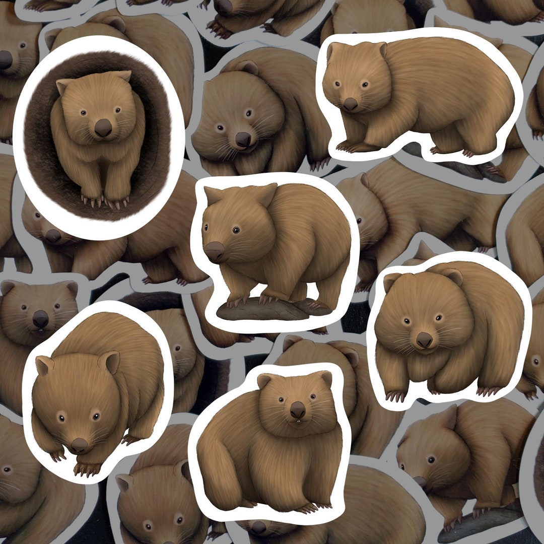 Wombat Sticker Pack Waterproof Vinyl Decal Australian Animal Stationery ...