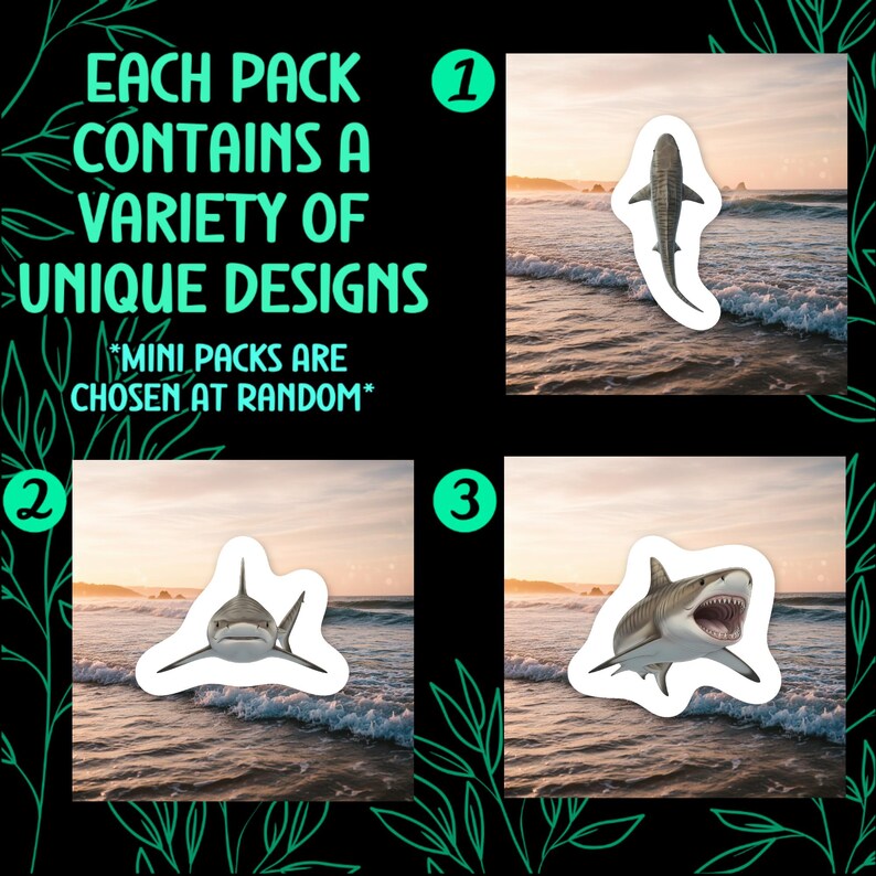 Tiger Shark Stickers Vinyl Decals Waterproof Ocean Animal Stationery ...