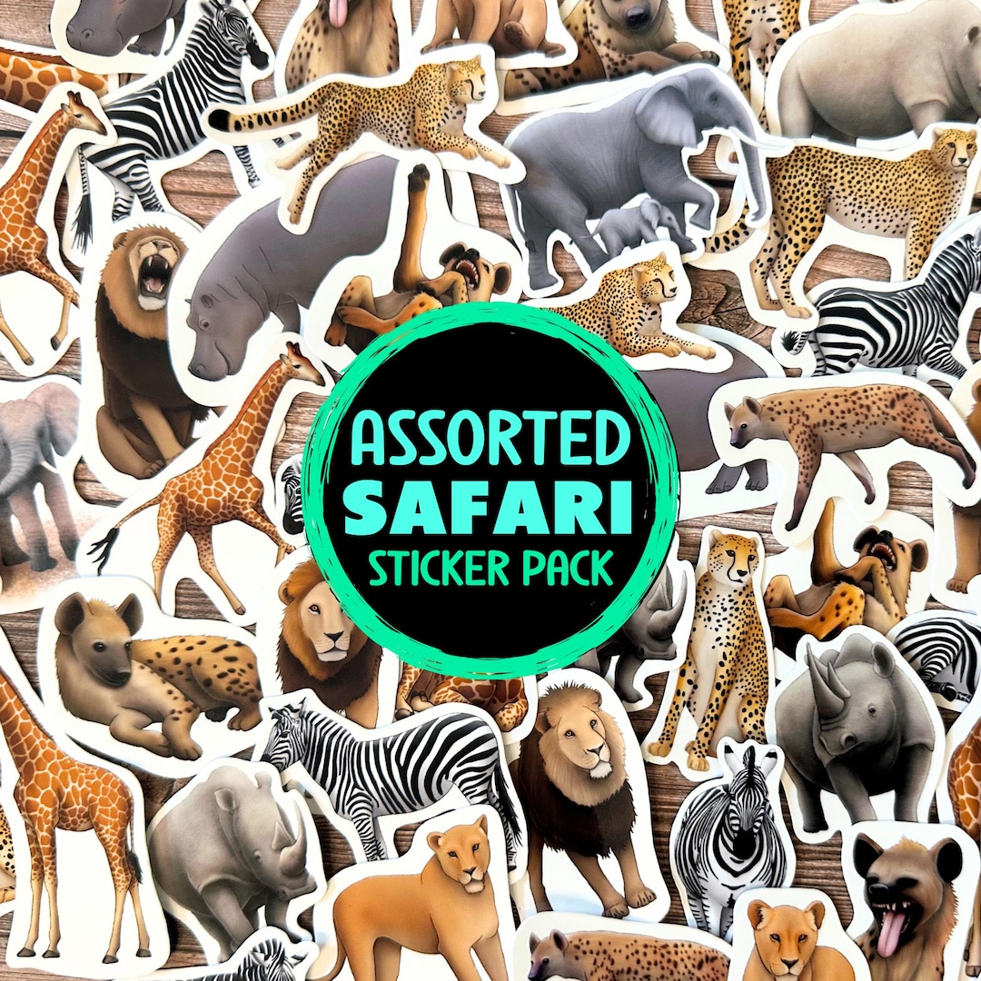 Safari Animal Sticker Pack African Savannah Wildlife Stationary ...