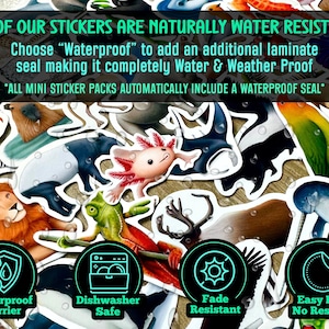 Animal Sticker Pack Assorted Waterproof Vinyl Decals Gift for Nature ...