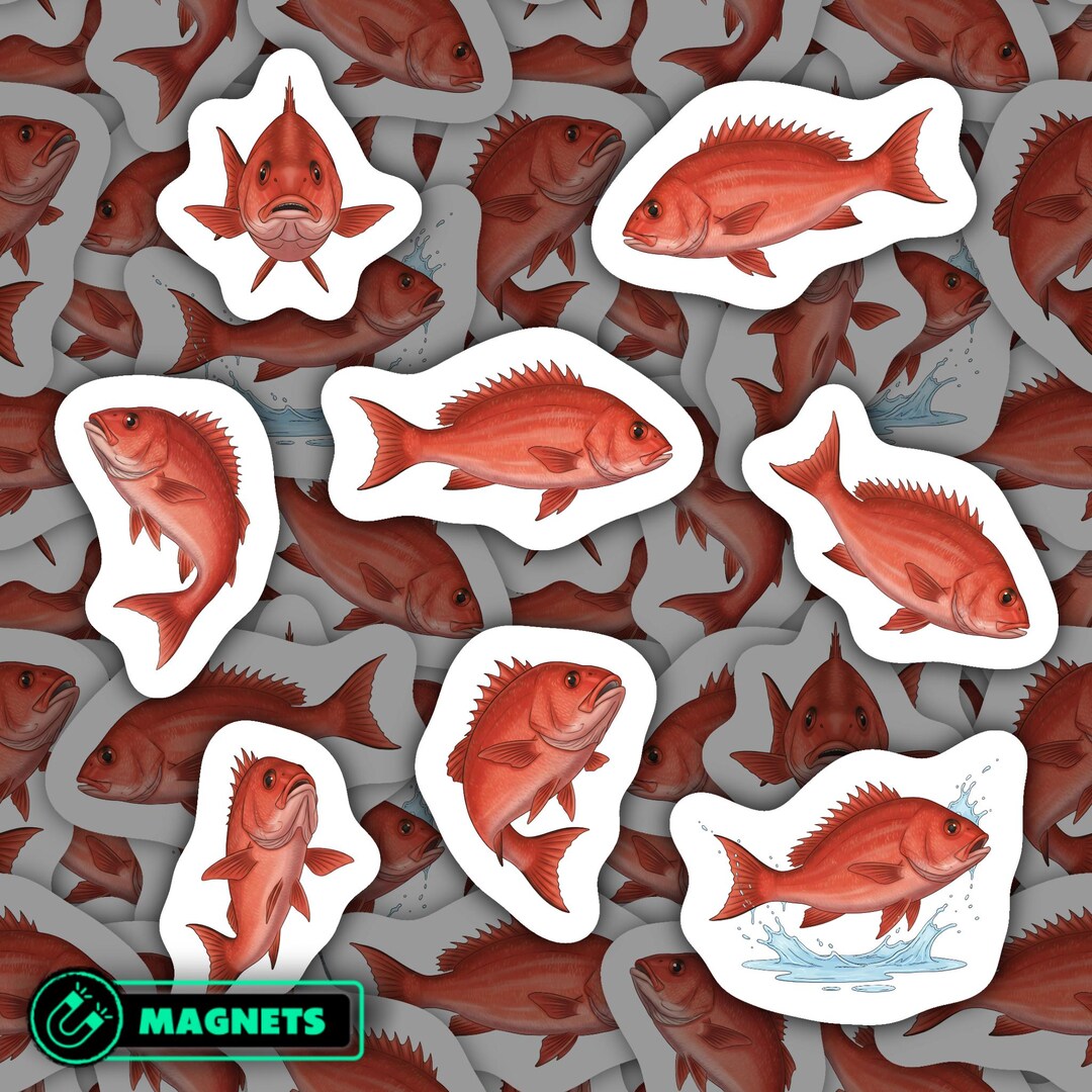 Red Snapper Magnets Waterproof Vinyl Ocean Decor Marine Life Gift ...