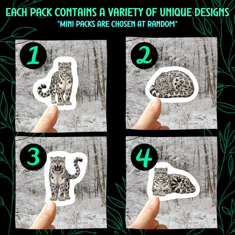 Snow Leopard Stickers Vinyl Decals Waterproof Wildlife Stationery Gift ...