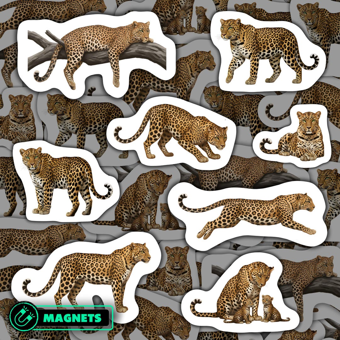 Leopard Magnets Waterproof Vinyl Magnetic Wildlife Decor for Kitchen ...