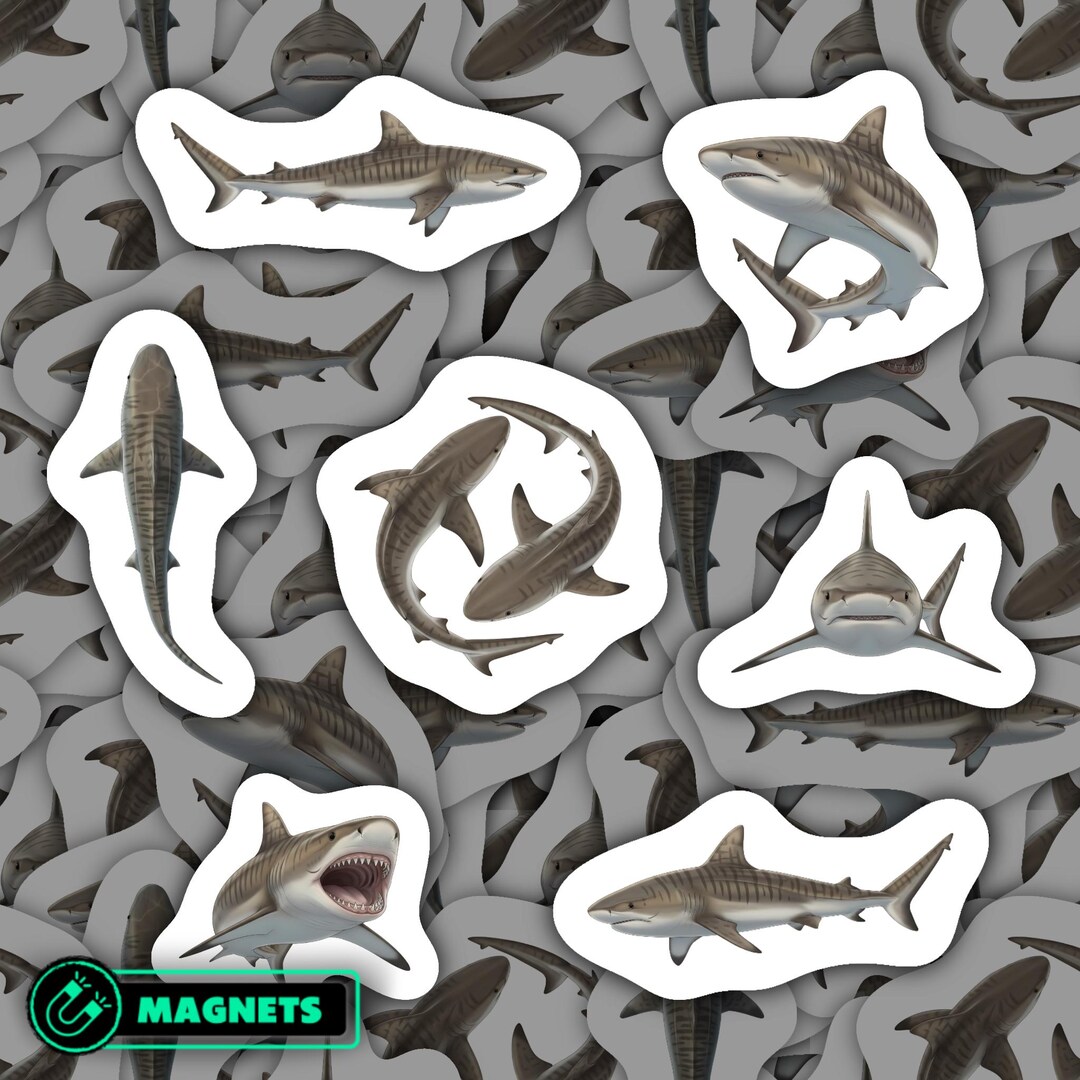 Tiger Shark Magnets Waterproof Vinyl Ocean Wildlife Decor Magnetic ...