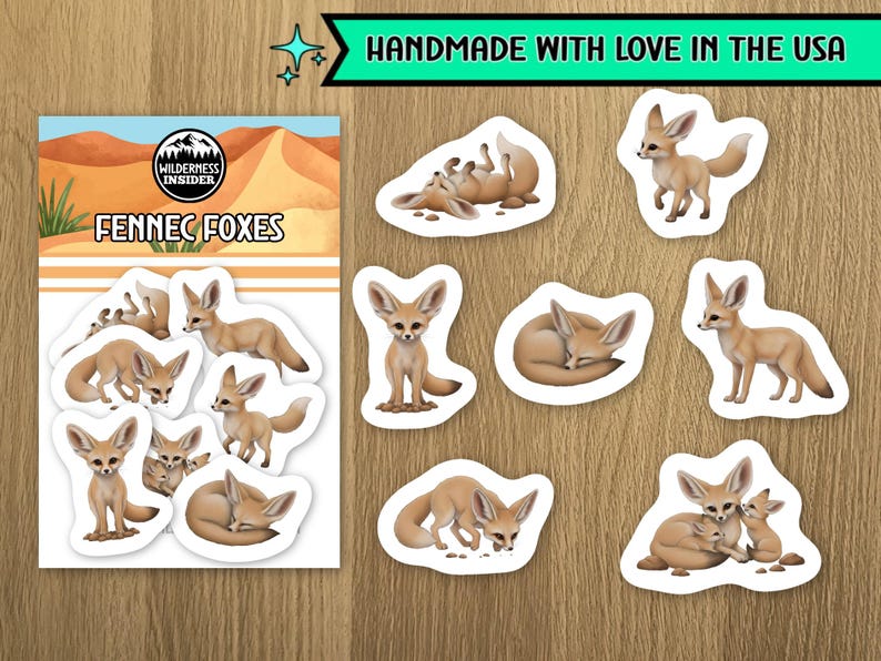 Fennec Fox Stickers Vinyl Decals Waterproof Wildlife Stationery Desert ...