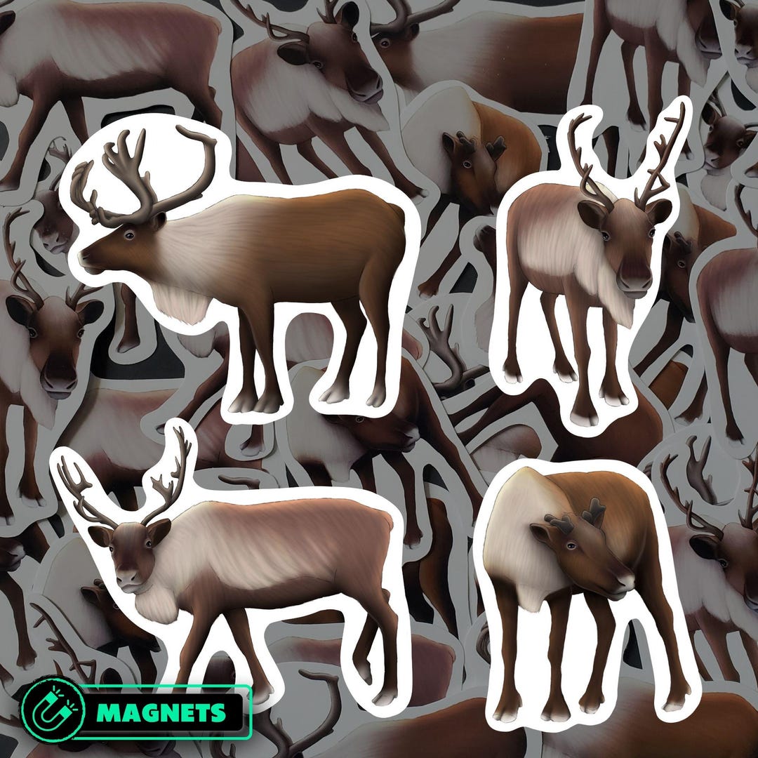 Reindeer Magnet Set Waterproof Vinyl Animal Magnets for Refrigerator ...