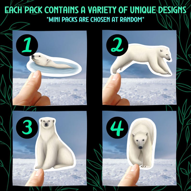 Polar Bear Sticker Pack Arctic Wildlife Decals Waterproof Vinyl Polar ...
