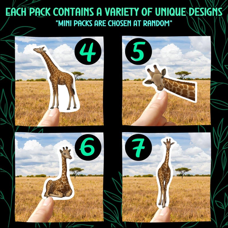 Giraffe Sticker Pack Safari Animals Vinyl Decals Wildlife Stationery ...