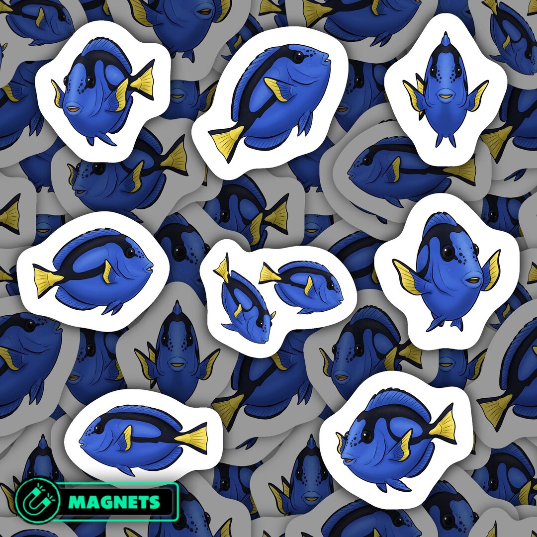 Blue Tang Fish Magnets Waterproof Vinyl Kitchen Decor Magnetic Ocean ...